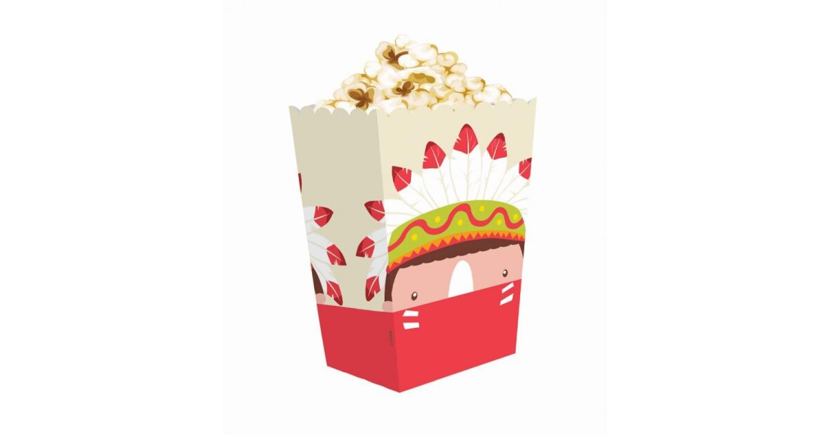 Indián Party papír popcorn doboz 19 cm 4 db-os | Pepita.hu