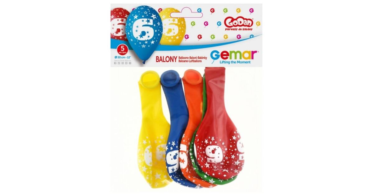 Happy Birthday 6 Star léggömb, lufi 5 db-os 12 inch (30cm) | Pepita.hu