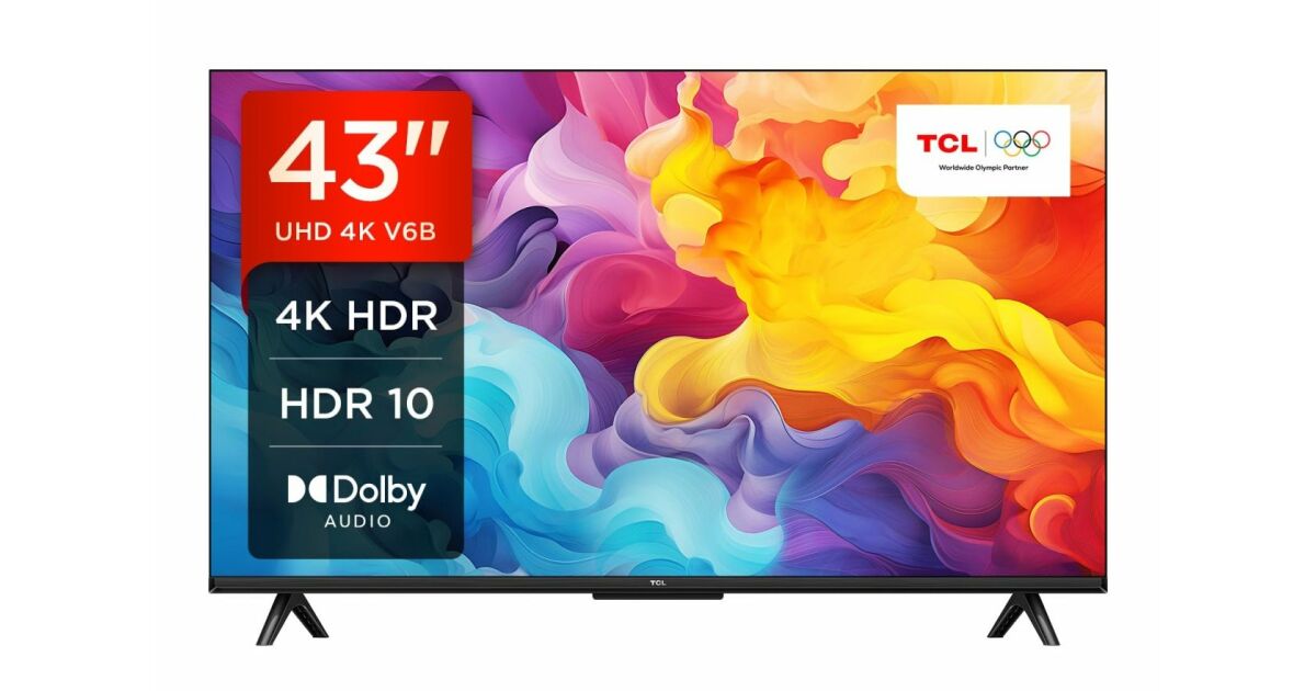 TCL 43V6B 43 inch, 4K Ultra HD, HDR TV, Smart TV acceptat de Google TV (Dolby Audio, Motion ...