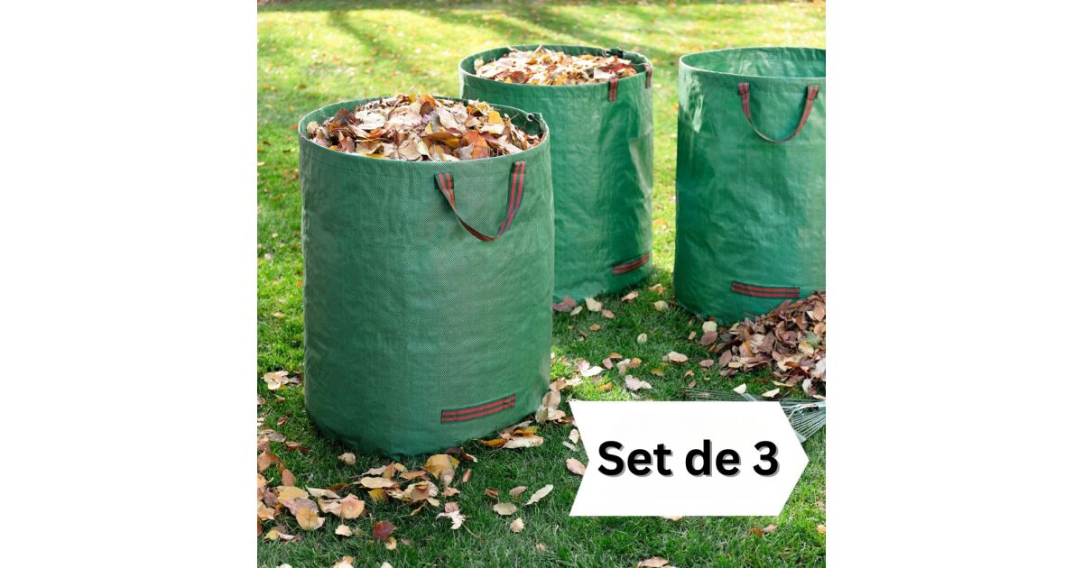 Set 3 Cosuri pentru Gradina, cu Manere Transport, Pliabil, Reutilizabil ...