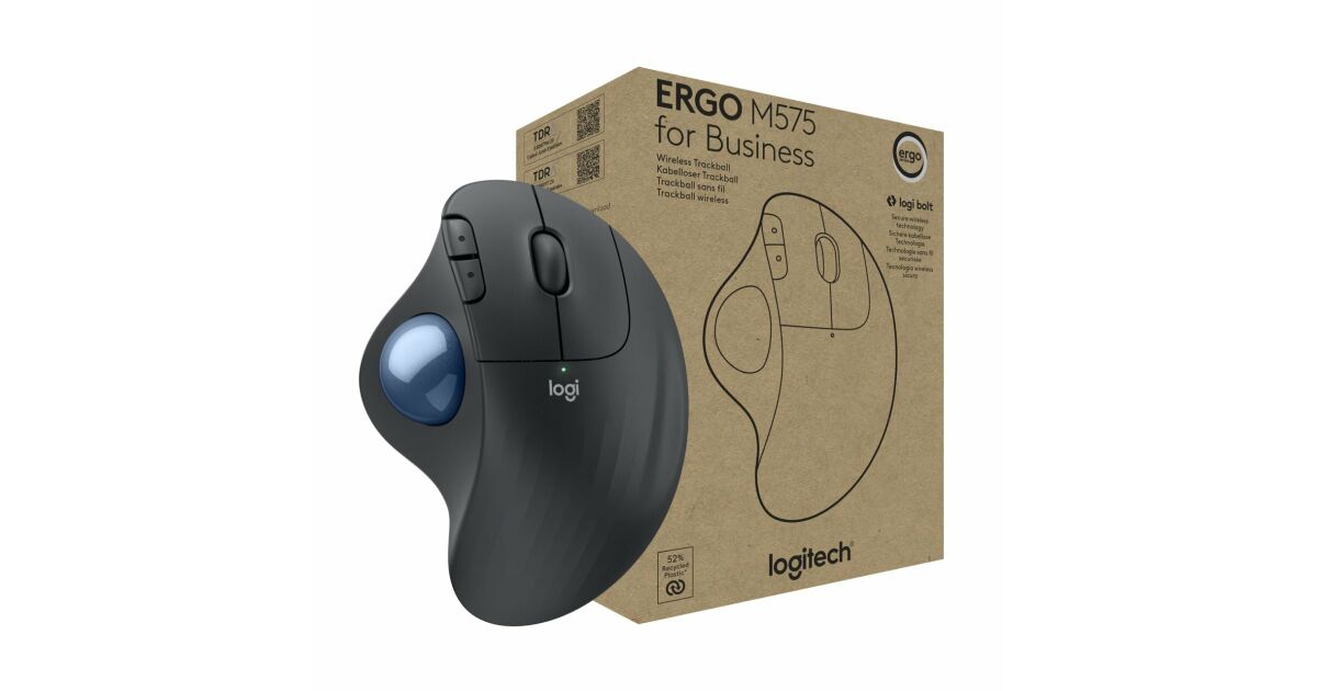 Trackball wireless Logitech ERGO M575 pentru afaceri - Control usor al ...
