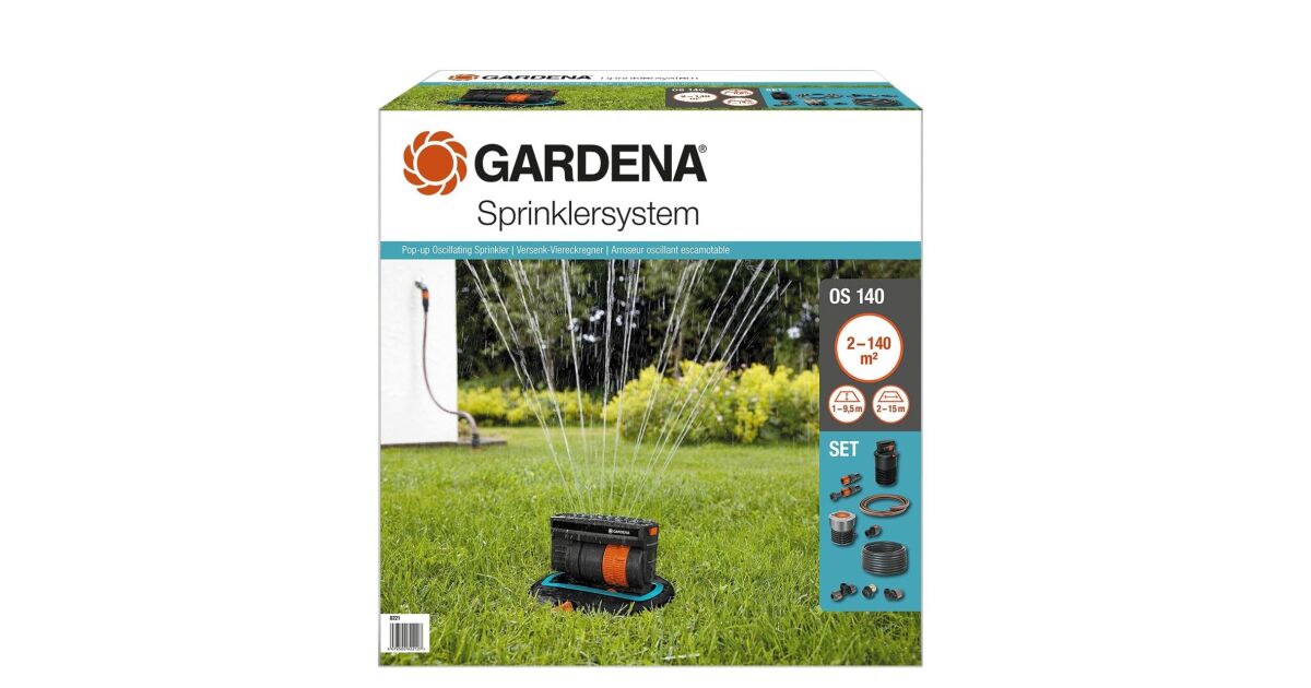 Set complet sistem de aspersoare Gardena cu aspersor oscilant pop-up OS ...