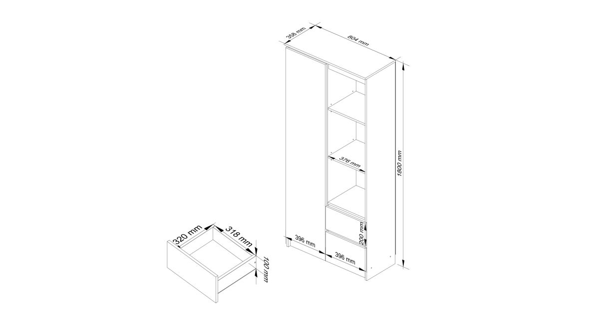 Akord Furniture Factory CLP R11 Polc irodai állvány 80 cm fehér/dió ...