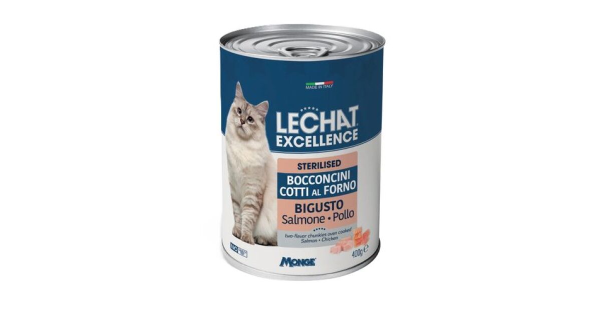 MONGE LECHAT EXCELLENCE sült darabkák szószban lazaccal és csirkehússal ...