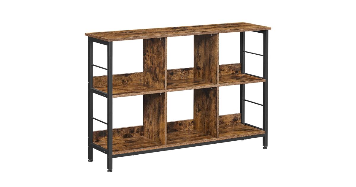 VASAGLE Biblioteca, raft cu 6 unitati de depozitare, din lemn ...