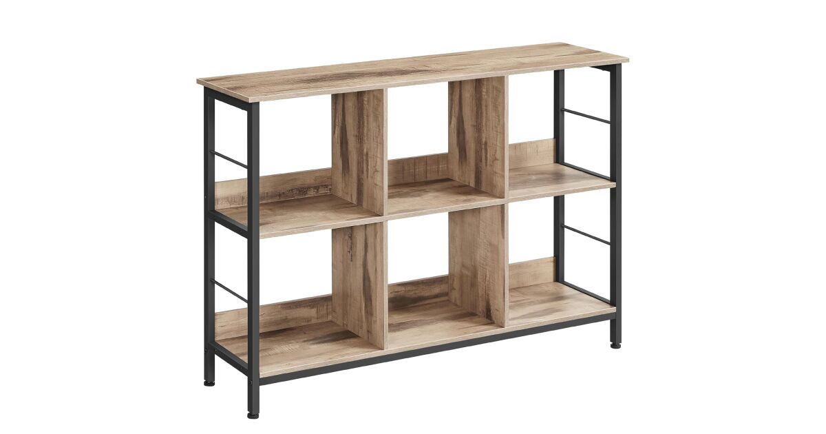 VASAGLE Biblioteca, raft cu 6 unitati de depozitare, din lemn ...