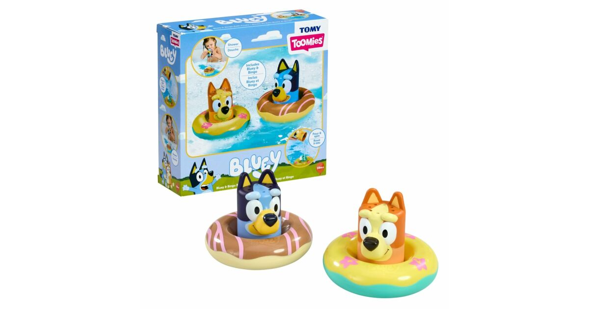 Jucarie de baie Tomy Toomies Bluey si bingo intr-un inel de inot, 2 ...