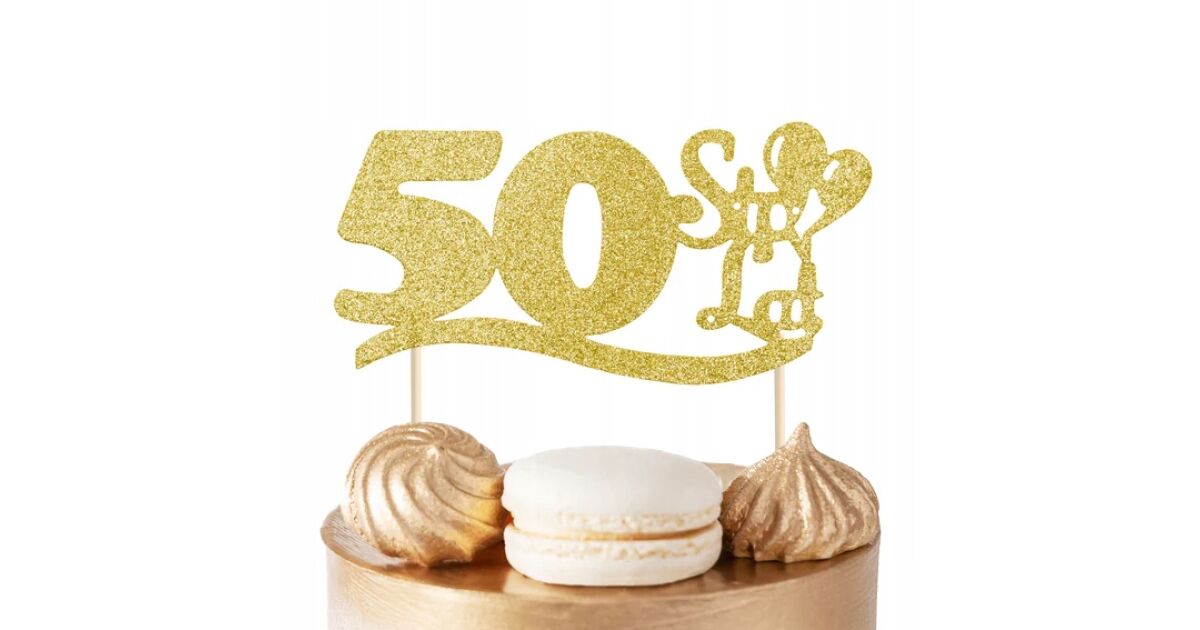 50. SZÜLETÉSNAPI TORTA TOPPER ARANY CSILLOGÁS A SZÜLETÉSNAPI PARTIRA ...