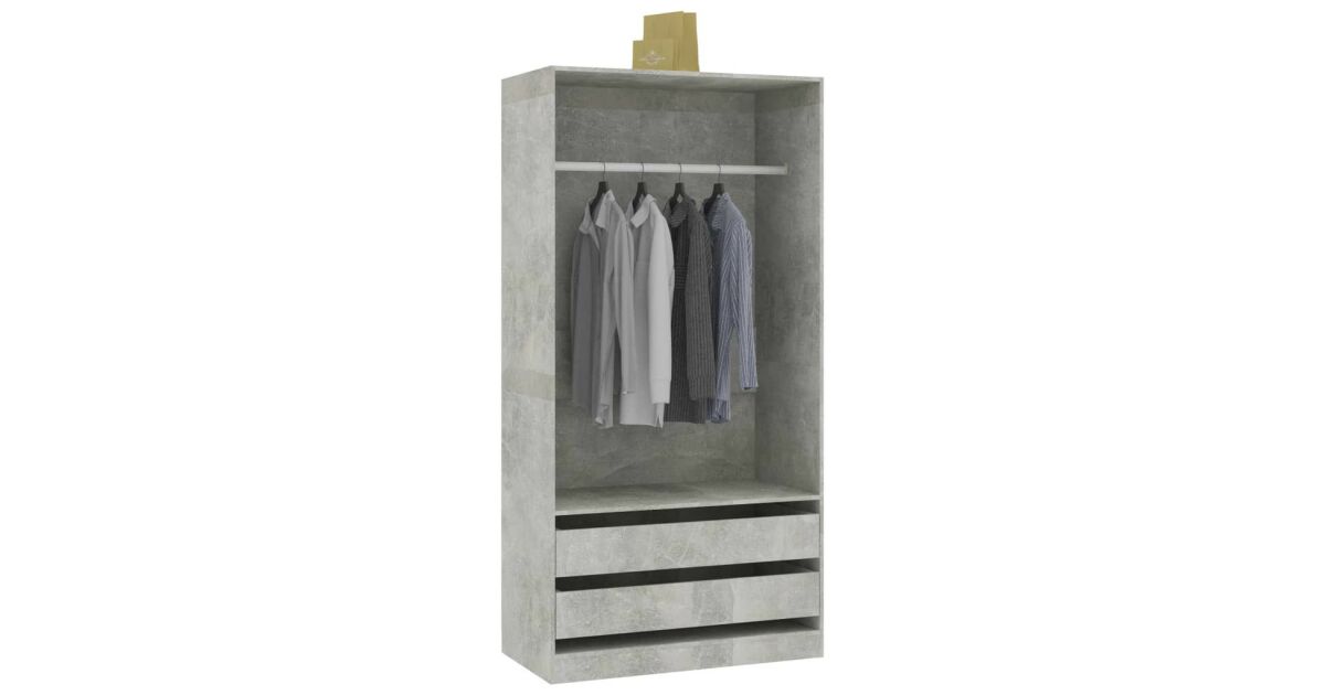 Dulap de haine din lemn prefabricat gri beton 100 x 50 x 200 cm ...
