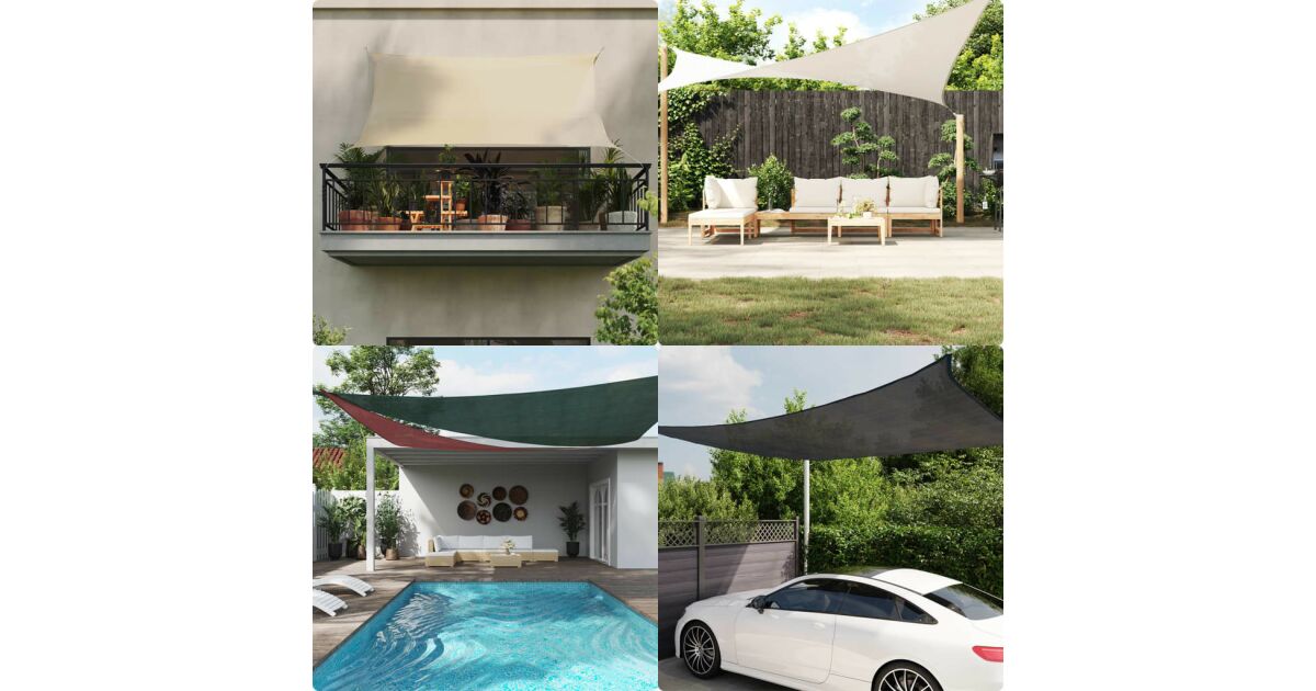 világosszürke háromszög alakú HDPE napvitorla 160 g/m² 4x4x5,8m | Pepita.hu