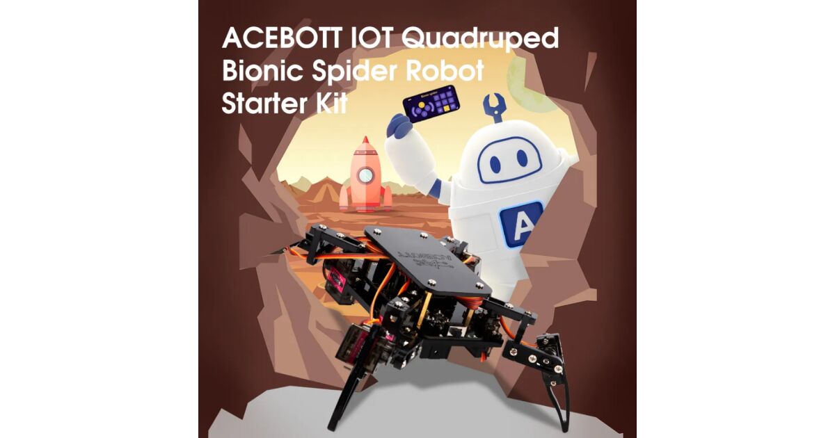 Bionic spider oktatókészlet, ACEBOTT QD020, projekt Arduino ESP32, ACEBOTT ESP8266, WIFI ...