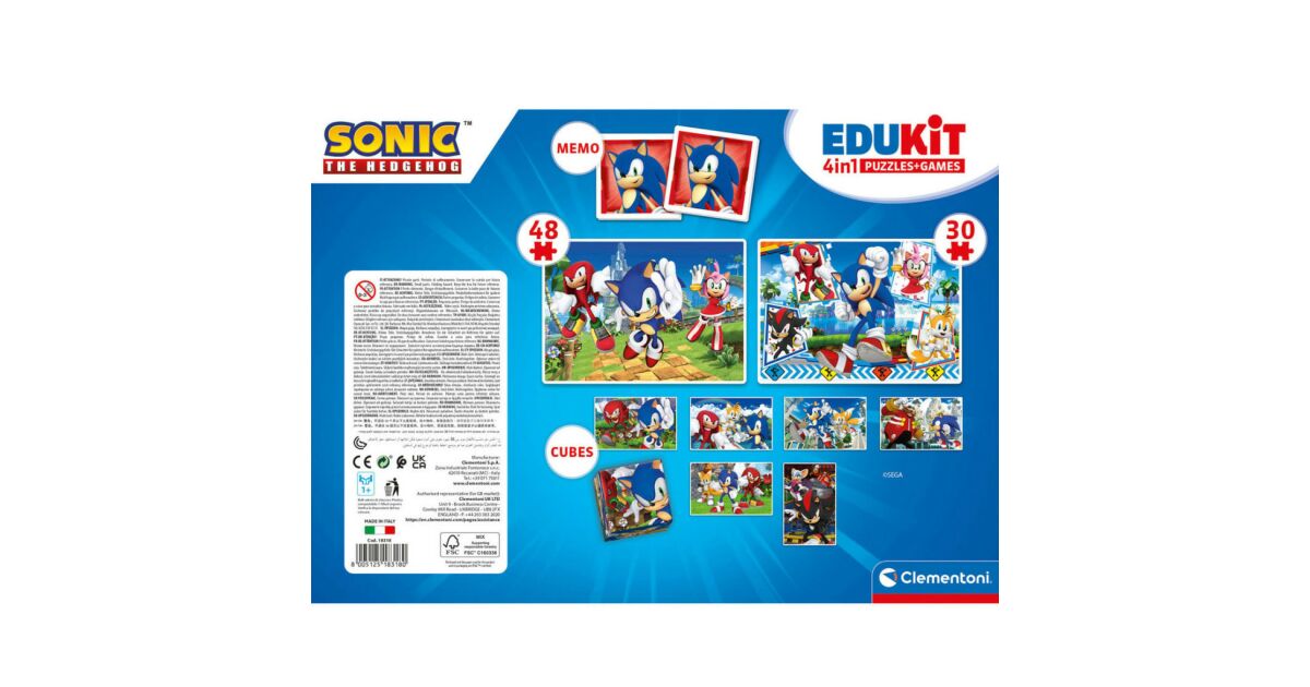 Sonic a sündisznó Characters 4 az 1-ben játékgyűjtemény Clementoni ...