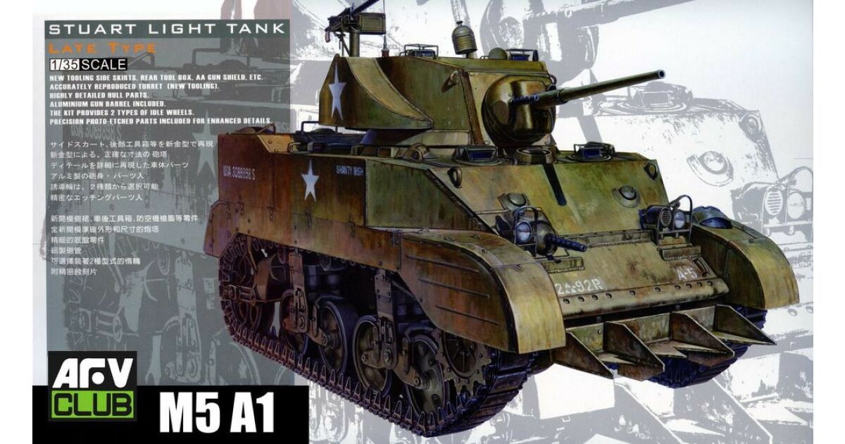 AFV-Club US M5A1 Late type w/Hedgerow cutter 1:35 (AF35161) | Pepita.com