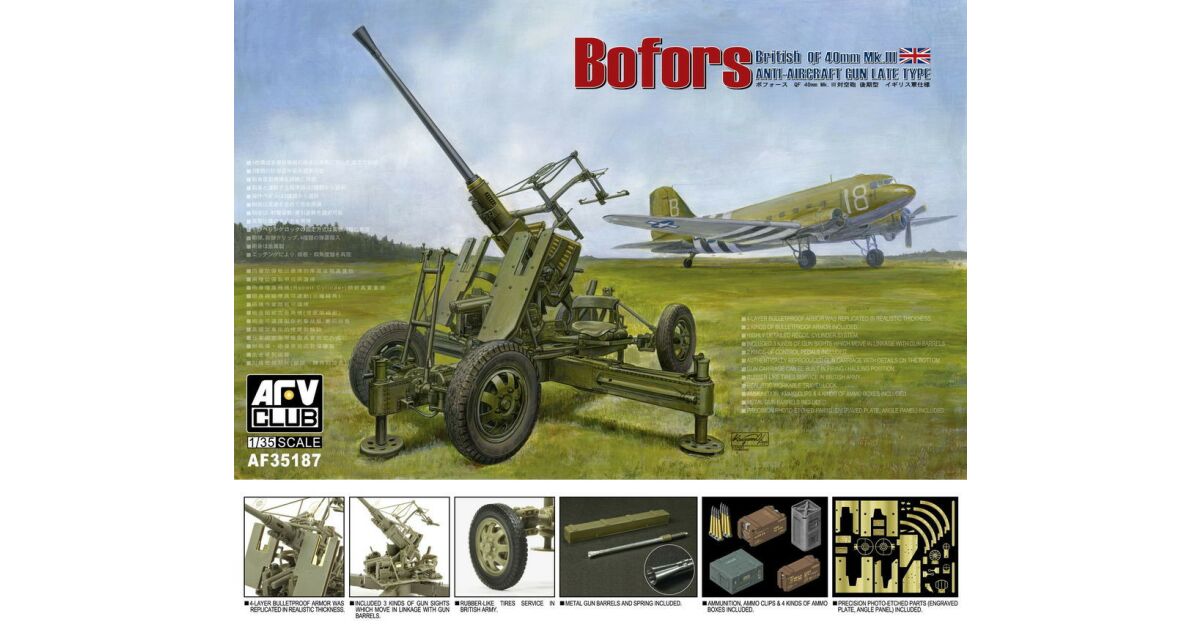 AFV-Club British Vers.of Bofors 40mm MKIII AA Gun 1:35 (AF35187 ...