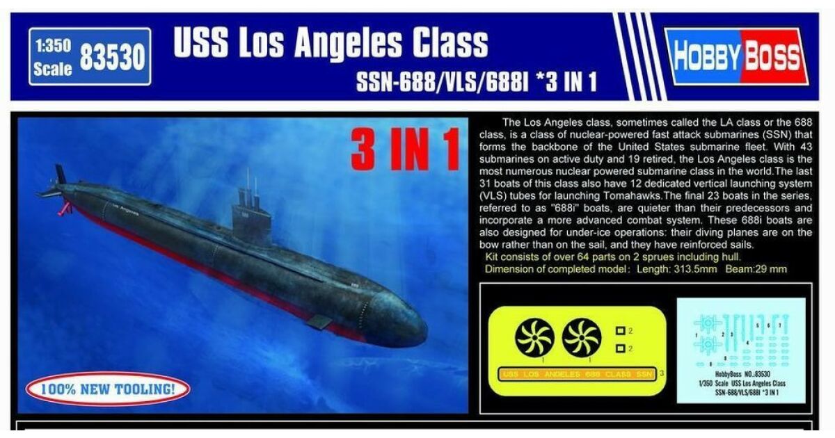 Hobby Boss USS Los Angeles Class SSN-688/VLS/688I 1:350 (83530 ...