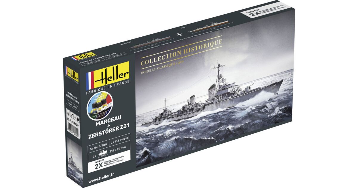 Heller STARTER KIT Marceau + Zerstörer Z31 TWINSET 1:400 (55009 ...