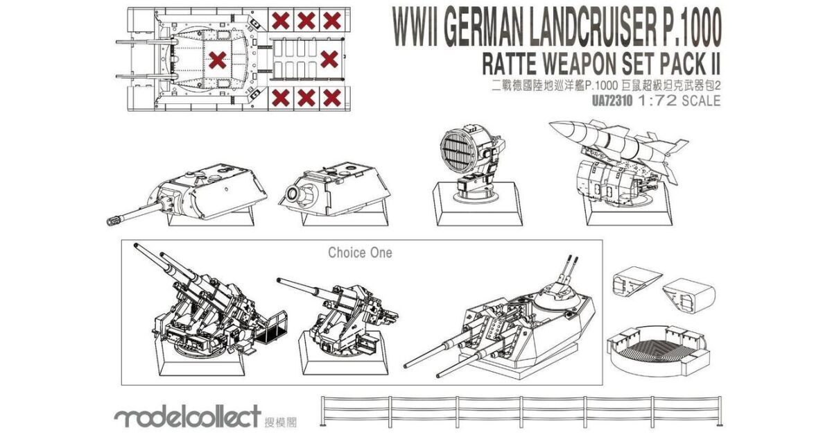 Modelcollect WWII Germany Landcruiser p.1000 ratte weapon set pack II 1 ...