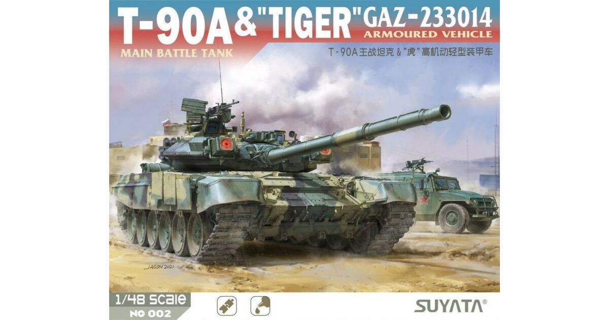 Suyata T-90A MAIN BATTLE TANK & TIGER GAZ-233014 ARMOURED Vehicle 1:48 (NO 002) | Pepita.hu