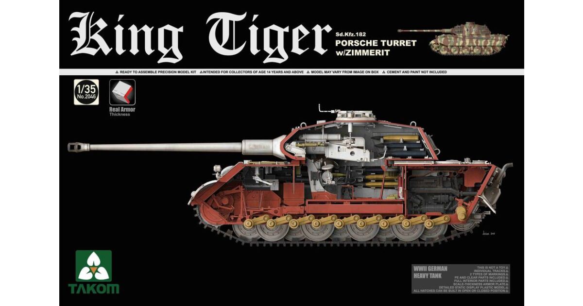 Takom WWII German Heavy Tank Sd.Kfz.182 King Tiger Porsche Turret w ...