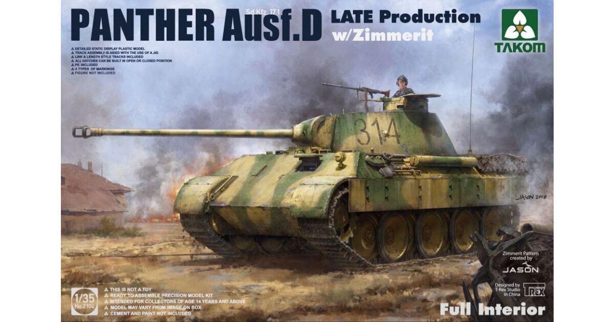 Takom WWII German medium Tank Sd.kfz.171 Panth Ausf.D Late production w ...