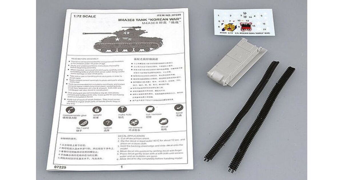 Trumpeter M4A3E8 Tank (T80 Track) 1:72 (07229) | Pepita.com