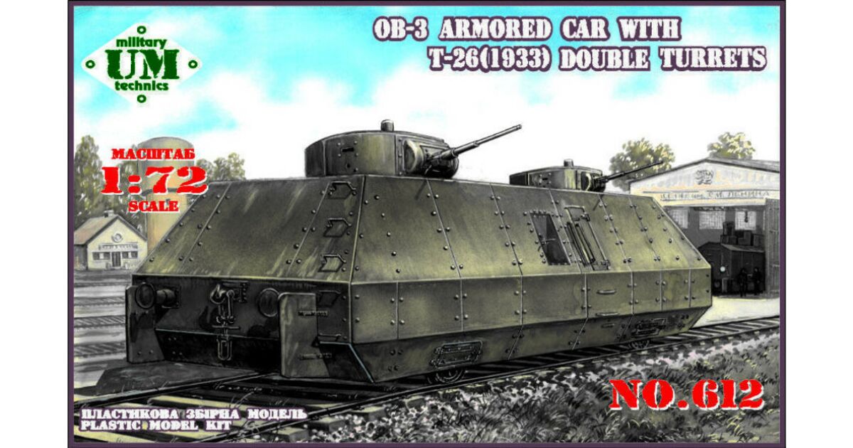 Unimodels OB-3 armored railway car with two T-26 1:72 (UMT612) | Pepita.com