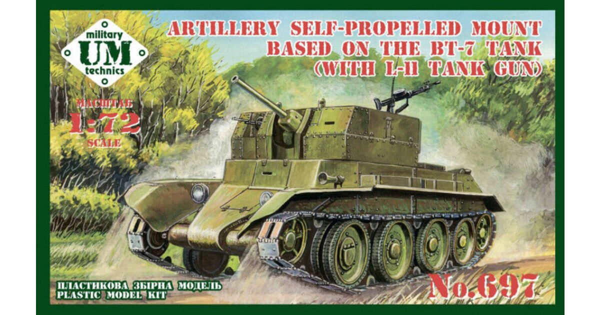 Unimodels Artillery self-propeled mount based on the BT-7 tank (with L-11 tank gun) 1:72 (UMT697 ...