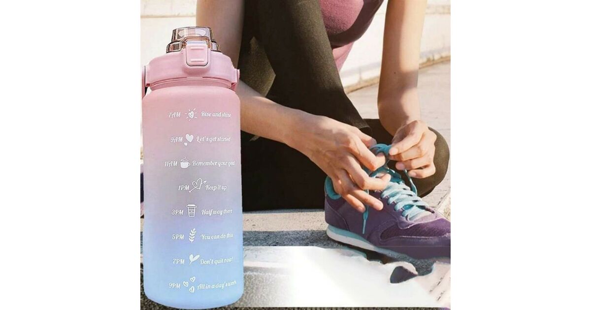 Motivációs palack vizes palack 2000ml 2l szívószálas fogantyús ...