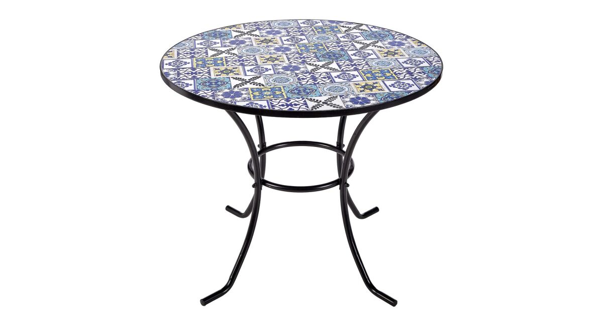 PALAZZO mozaikos kerti asztal Ø 90 cm, kék csempe | Pepita.hu