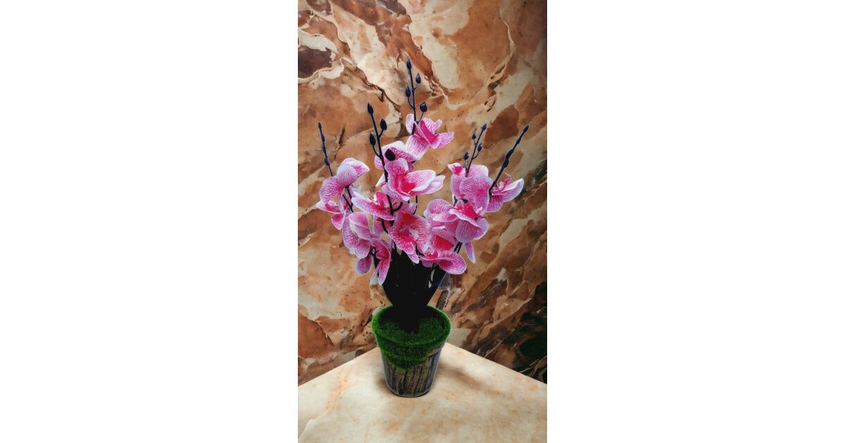 Orhidee artificială roz în ghiveci 40 cm | Pepita.com