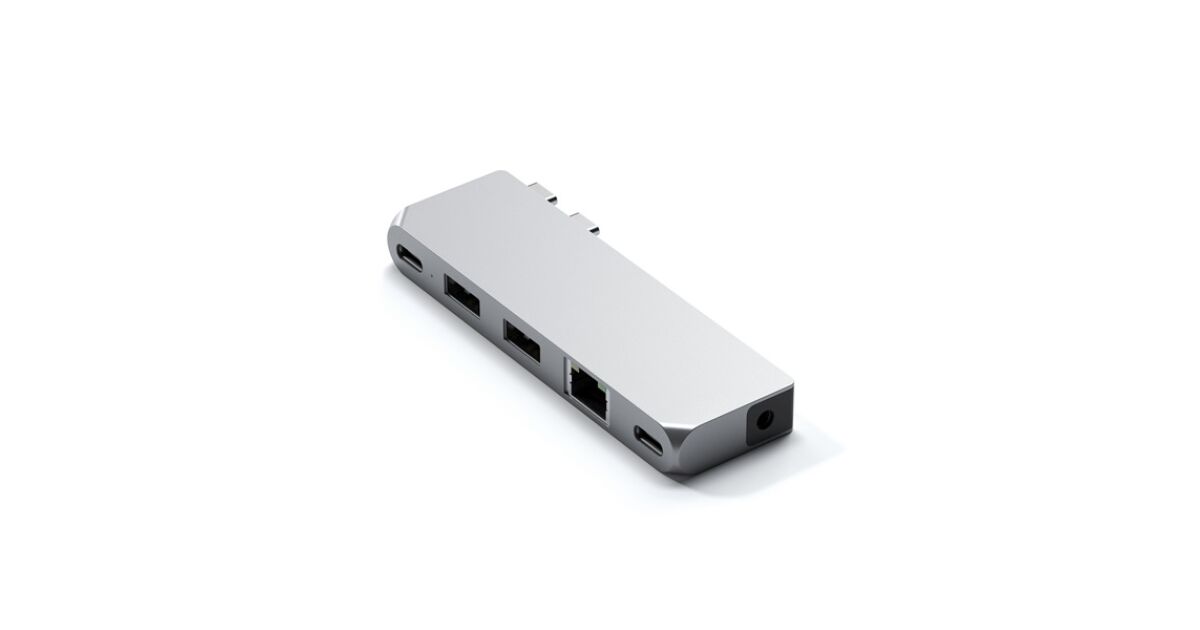 Satechi Pro Hub mini - Butuc din aluminiu cu USB-C dual pentru MacBook (2xUSB-C, 2x USB-A ...