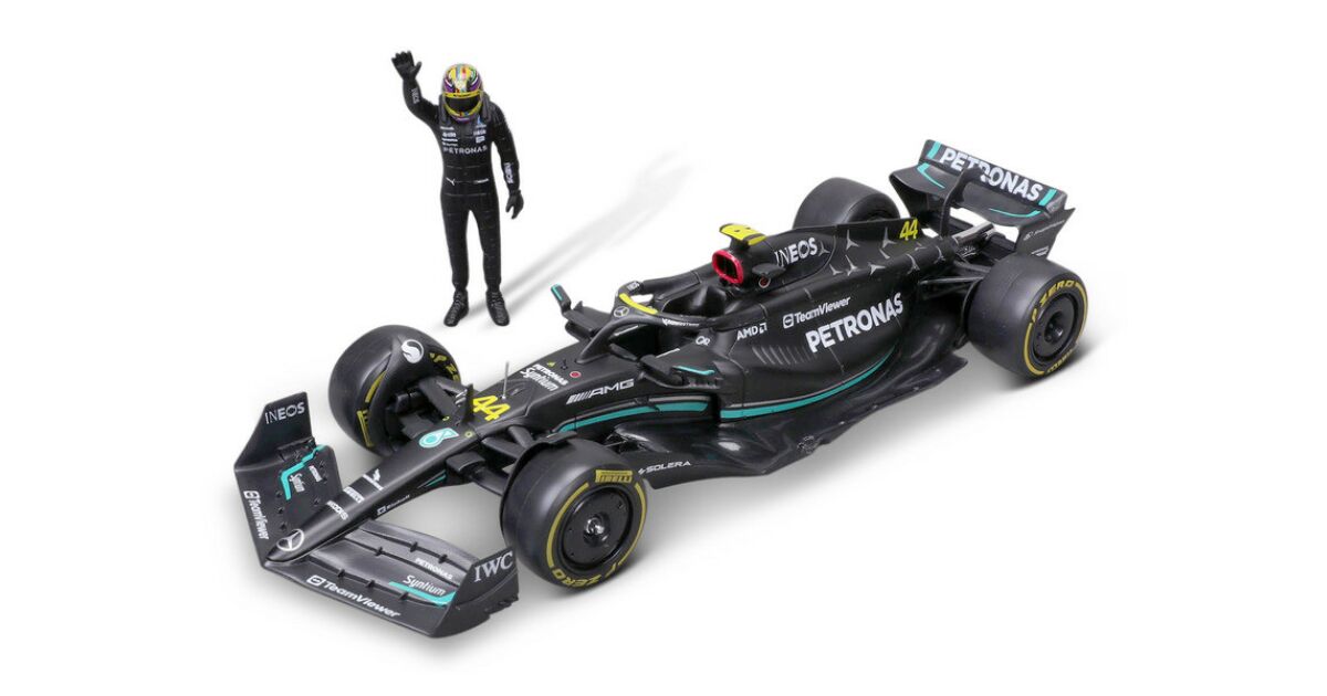 Bburago 1/24 mașină de curse F1 cu pilot - Mercedes-AMG F1 W14 E ...
