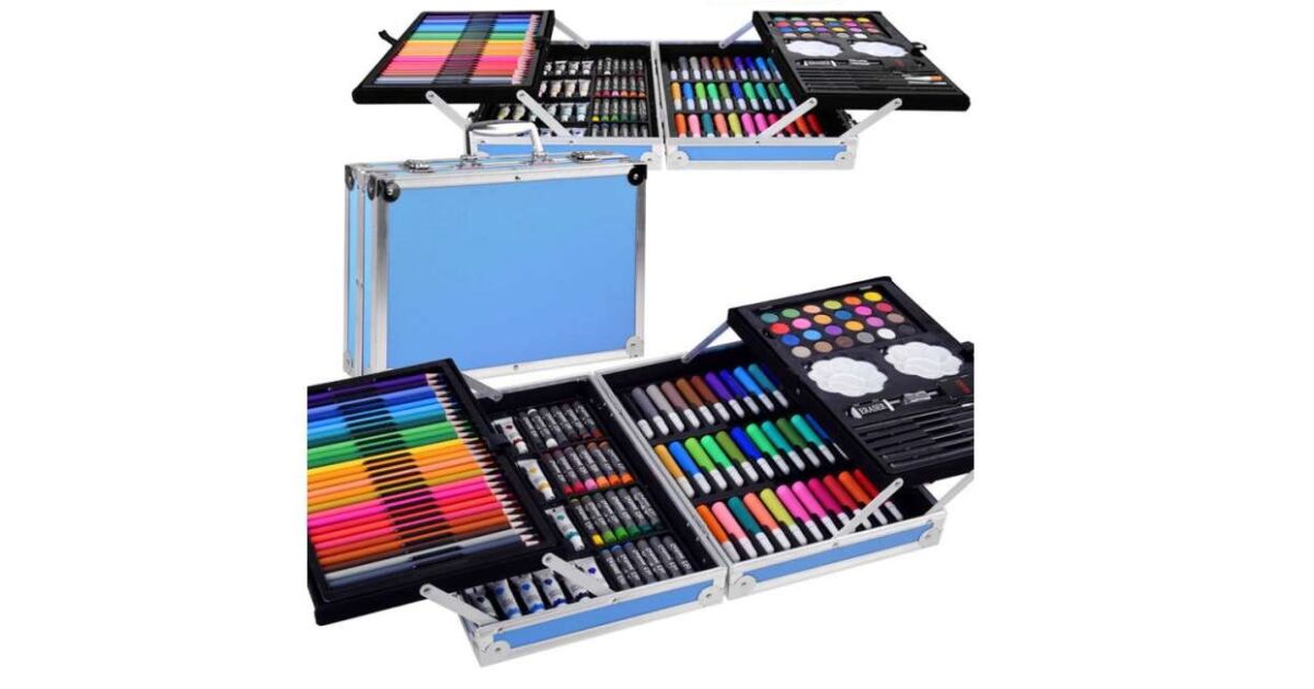 WePro Store Gyermek festő és rajzkészlet, 145 részes, fémdoboz, 3 év +, kék | Pepita.hu