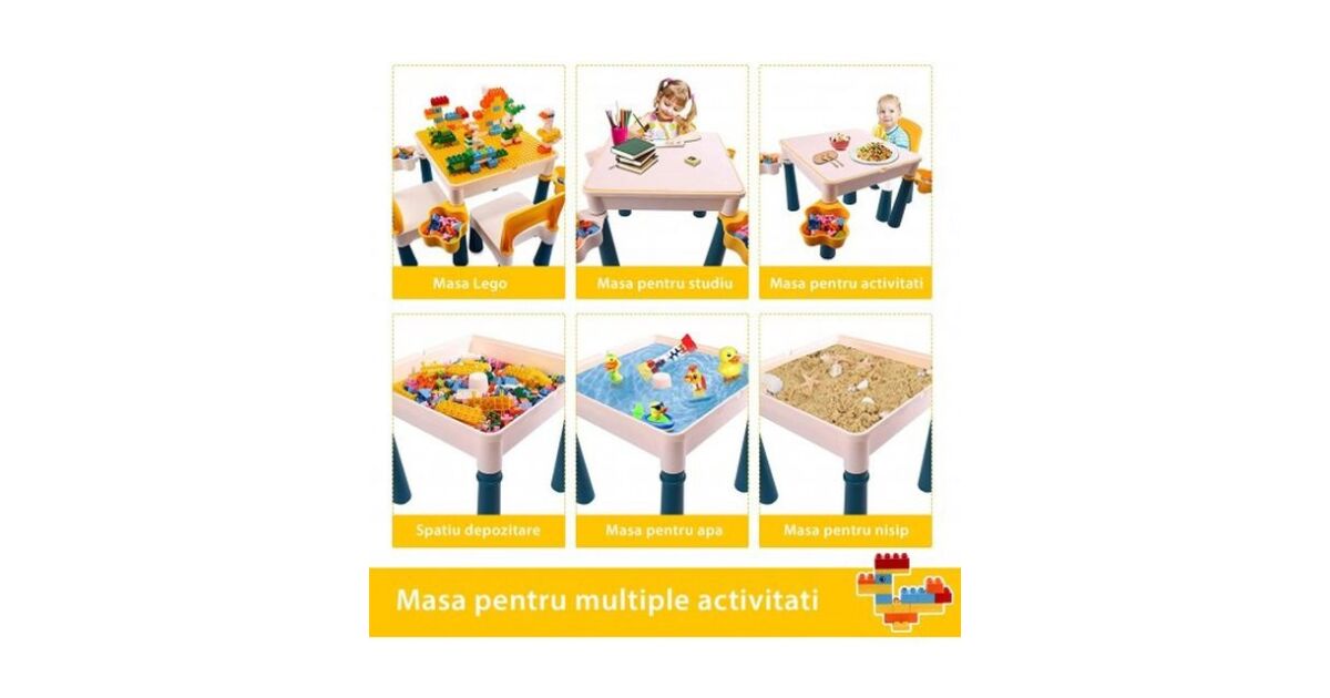 LEGO 7 az 1-ben multifunkcionális asztal székekkel, homok-, víz- és ...
