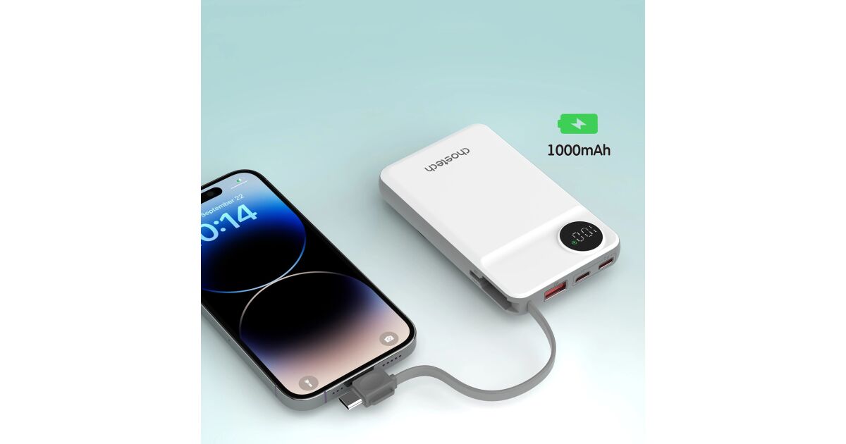 Choetech 10000Mah Led Display Power Bank With Type-C And Lightning Port ...