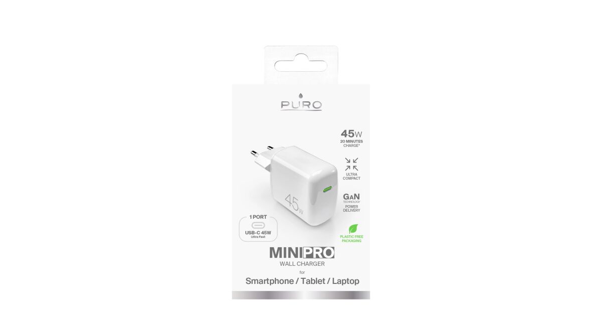 Puro Super Mini 45W PD GaN USB-C - alb | Pepita.com
