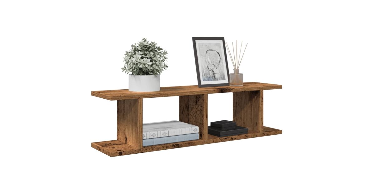 2 db antik fa színű szerelt fa fali polc 75 x 18 x 20 cm | Pepita.hu