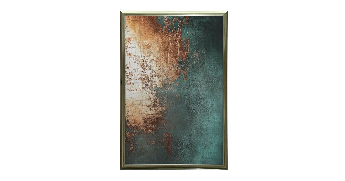 VÁSZON KÉP RÉZ AKCENT TÖRKIZ FALHOZ 60x90 CM ARANY KERET | Pepita.hu
