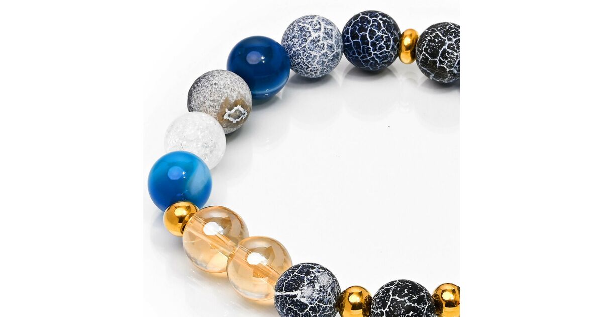 Blue Gold – Arany angyal aura, hegyikristály és achát ásvány karkötő ...