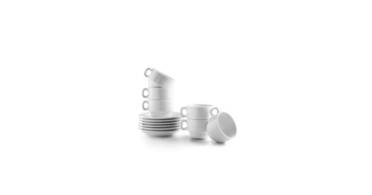 Set servire cafea 12 piese Ibili-Castilla Blanco, portelan, 6.5-12x5 cm ...