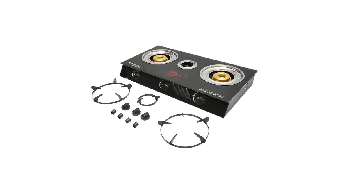 Campingkocher, tragbar, gehärtetes Glas, 2 Brenner, 2.5 kW, Breckner ...