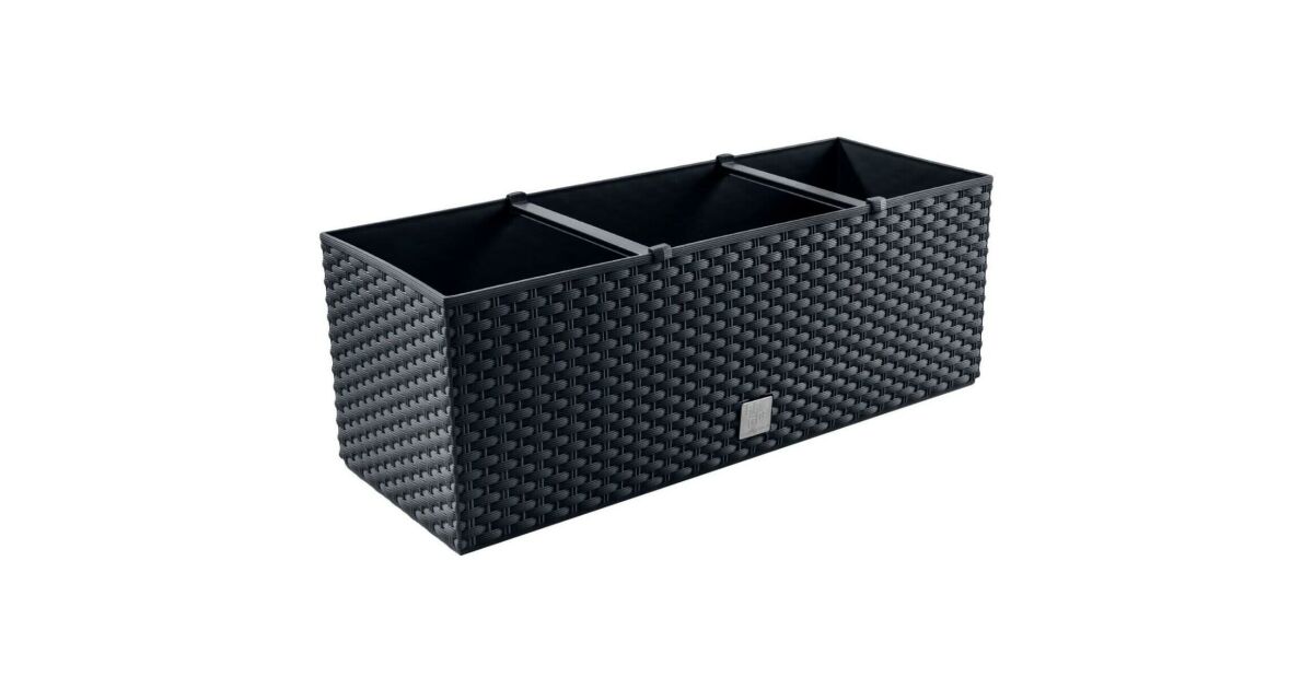 Set aus 2 dekorativen Pflanzkübeln, Bewässerungssystem, Rattanimitat ...