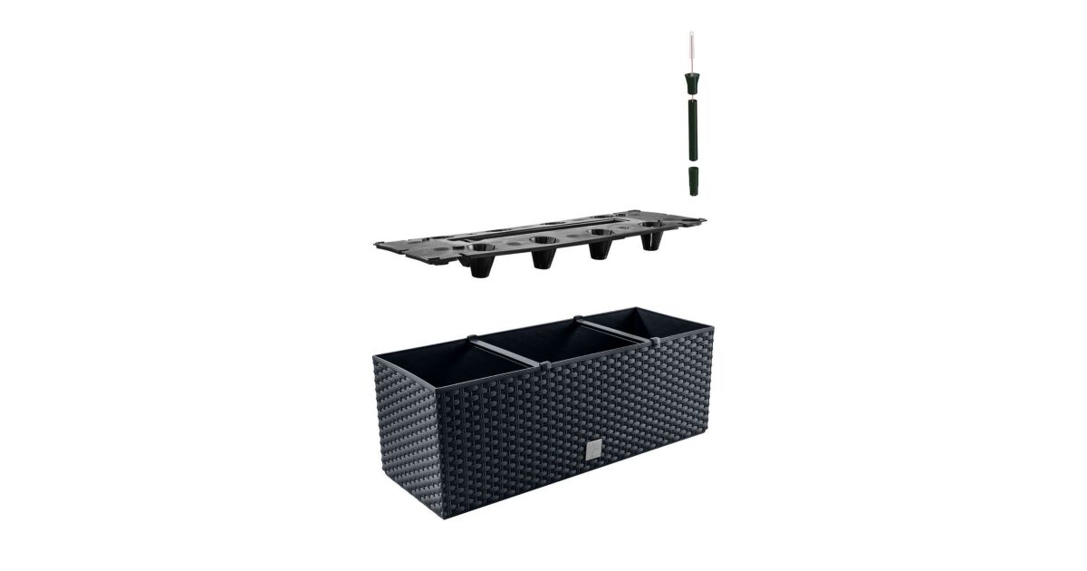 Set aus 2 dekorativen Pflanzkübeln, Bewässerungssystem, Rattanimitat ...