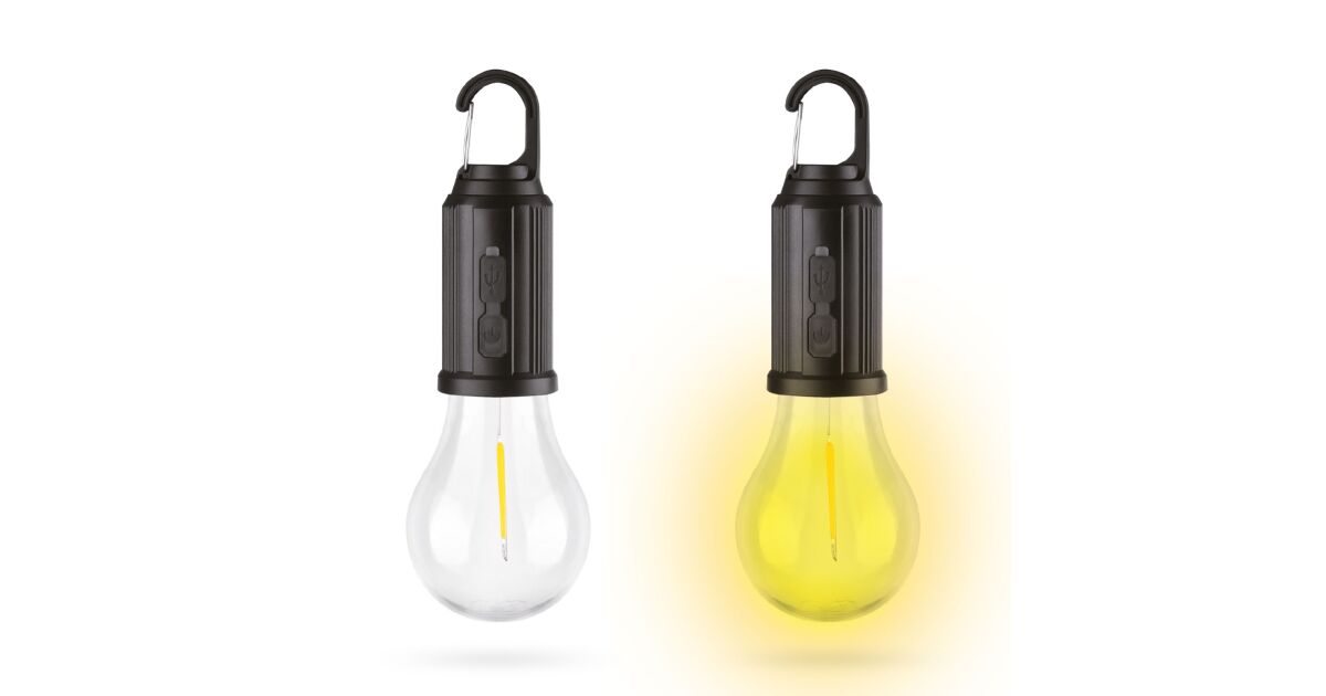 Lampa solara tip bec LED suspendabila, USB-C, 100lm, senzor lumina ...
