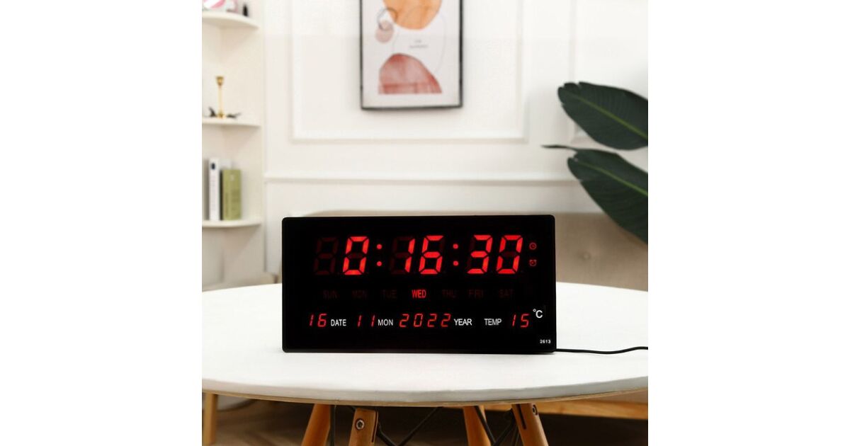 BB02 Nagy méretű digitális óra idő, dátum és hőmérséklet kijelzéssel ...
