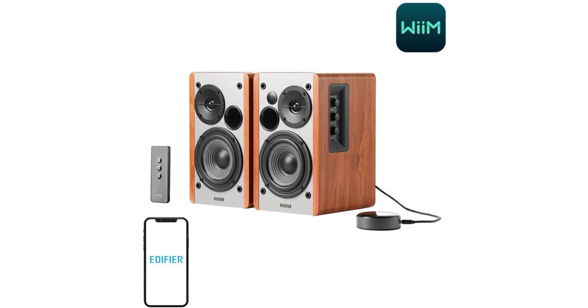 Edifier R1280T 2.0 hangszórók WiiM Minivel barna (R1280T and WiiM Mini ...