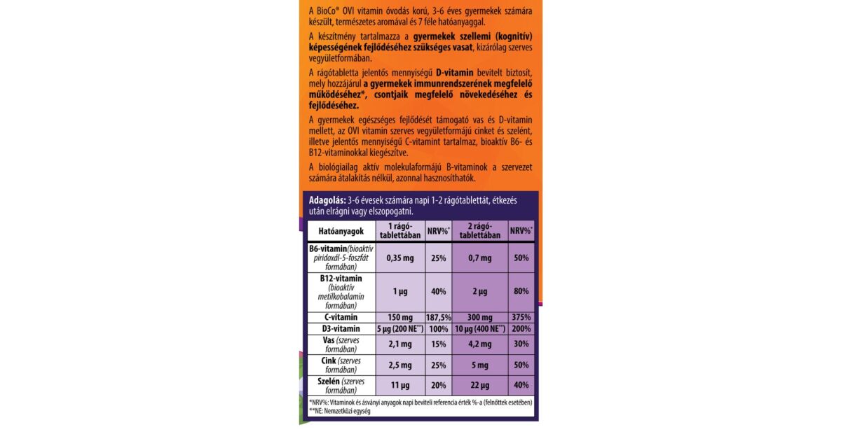 BioCo Ovi Vitamin 90db rágótabletta 3-6 éveseknek | Pepita.hu