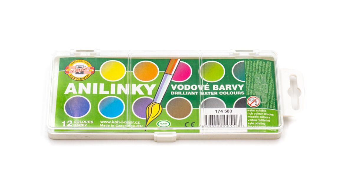 Anilinky vízfesték készlet 12szín, 22,5mm | Pepita.hu