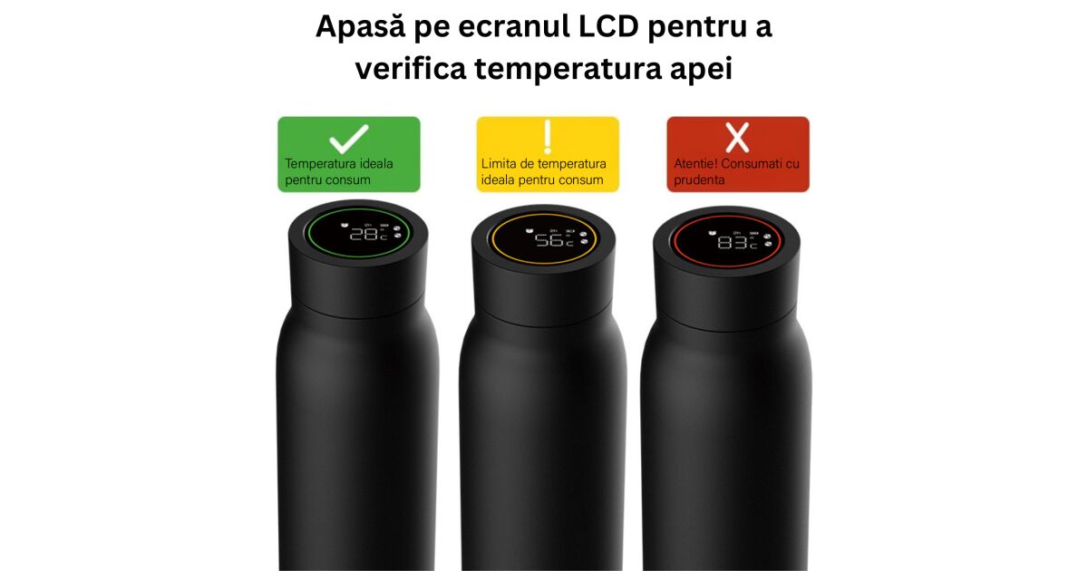 Termos Inteligent cu afisaj Led si Ecran Tactil VisionHub®, indicator ...