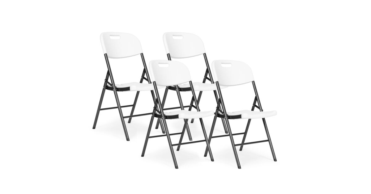 4 scaune pliabile, set catering, metal, hdpe, alb, modernhome | Pepita.com